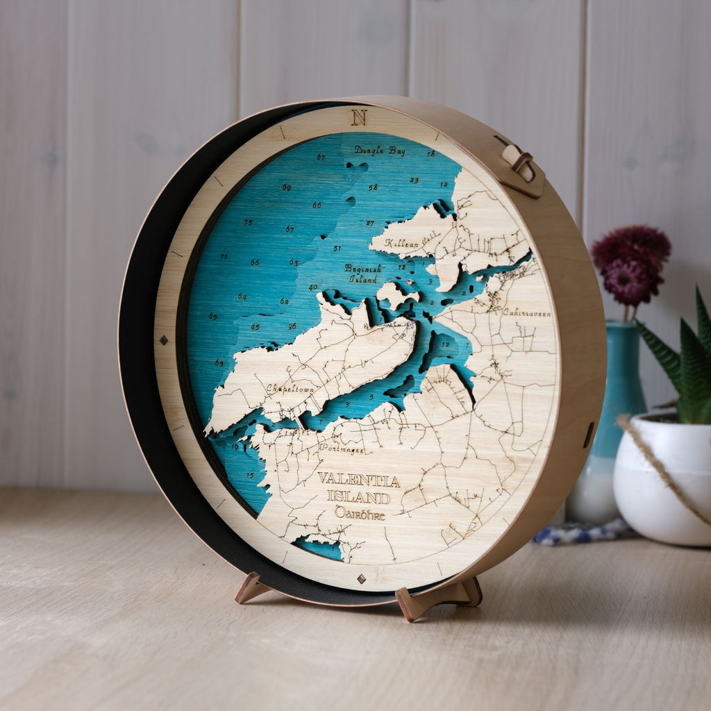 Valentia Island Wooden Map – Handcrafted Irish Coastal Art