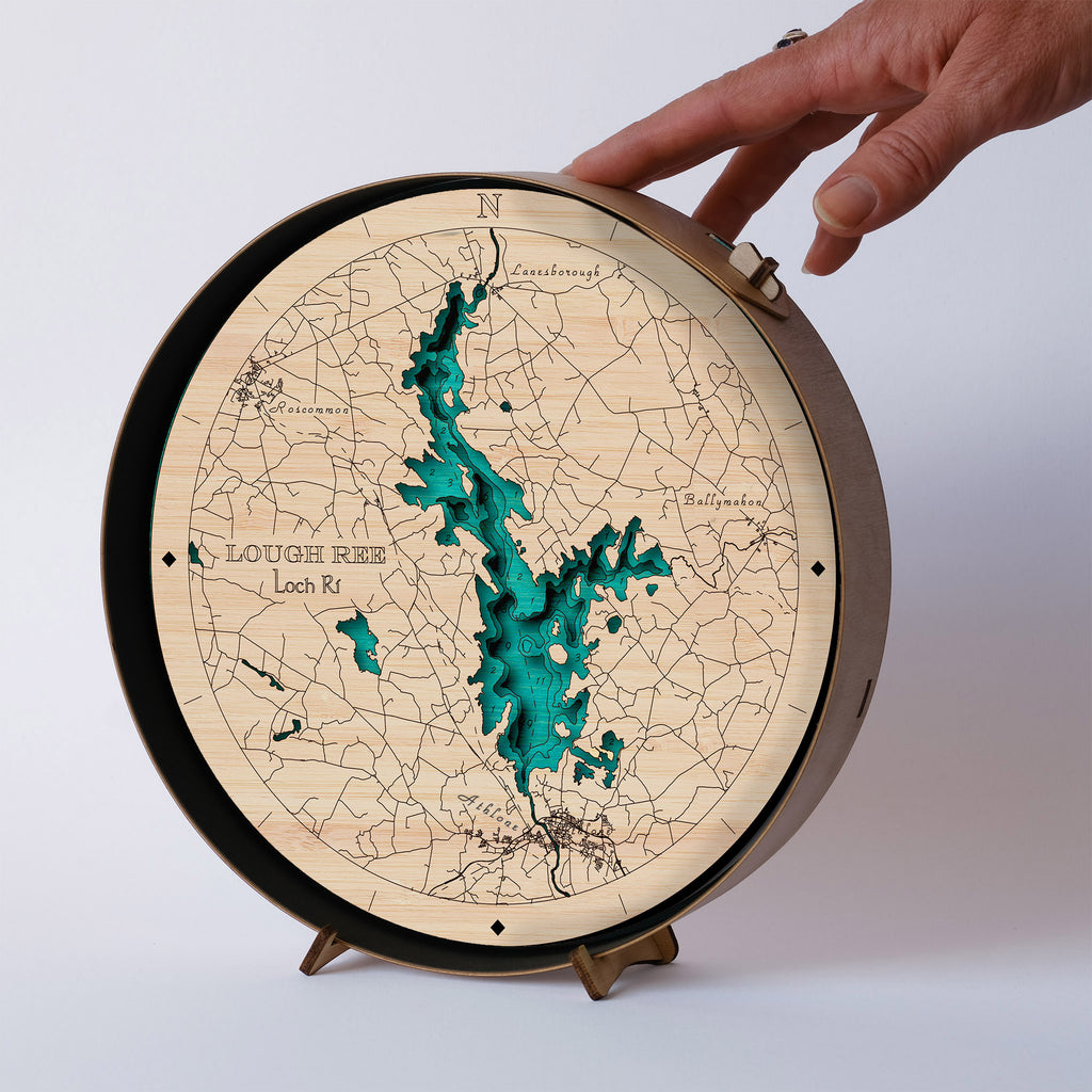 Westmeath collection round wooden 3d maps
